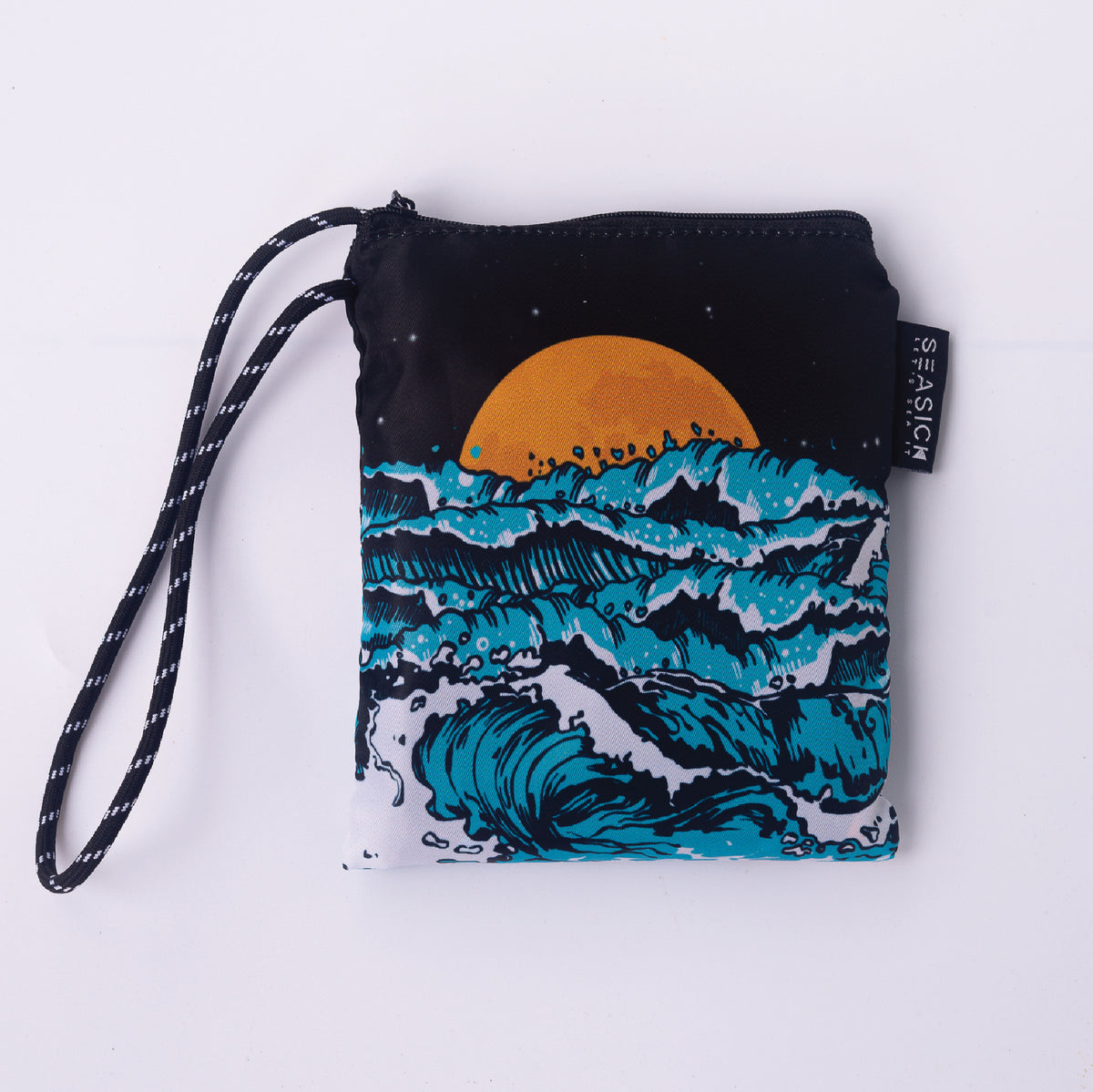 กระเป๋าถุงผ้าโพลีเอสเตอร์ [Midnight Waves : Foldable shopping bag ...